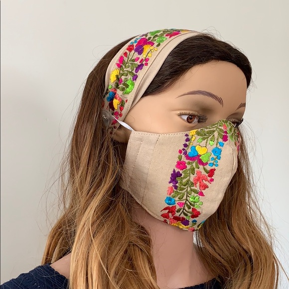 New Handmade | Accessories | Combo Face Mask And Headband With Buttons ...